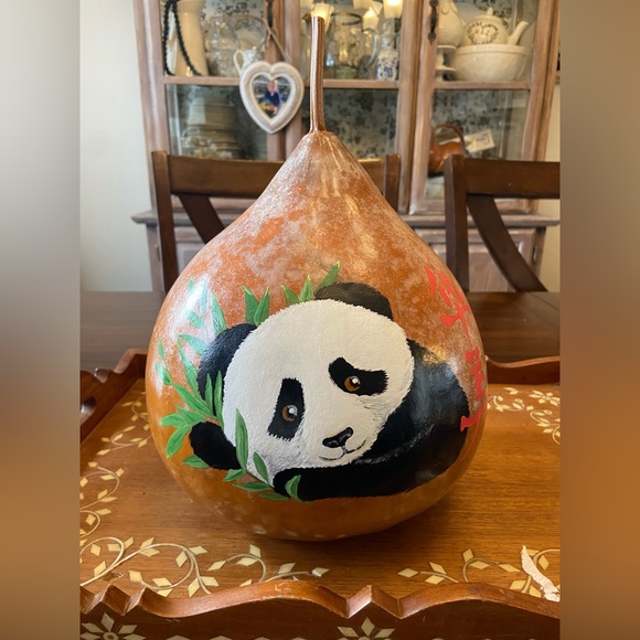 Art | Hand Painted Gourd Folk Art Panda Bear | Poshmark
